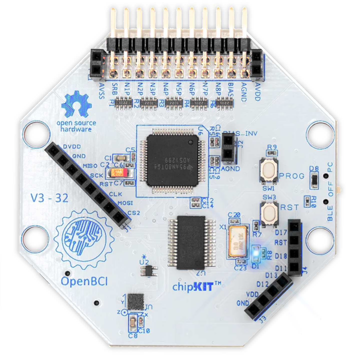 Cyton Biosensing Board (8-channels) – OpenBCI Shop