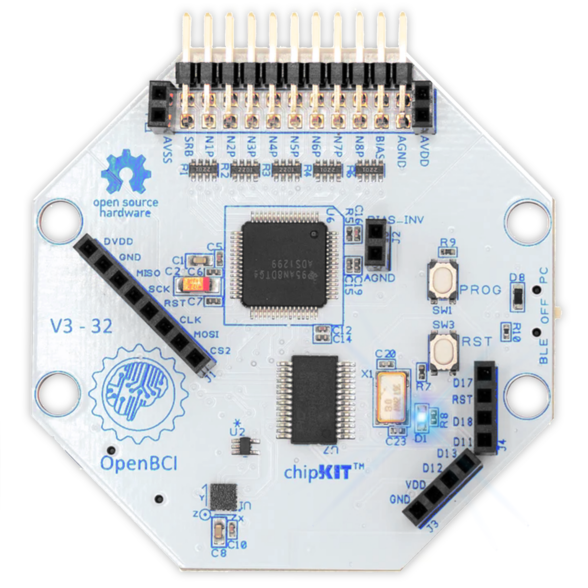 Cyton Biosensing Board (8-channels) – OpenBCI Shop