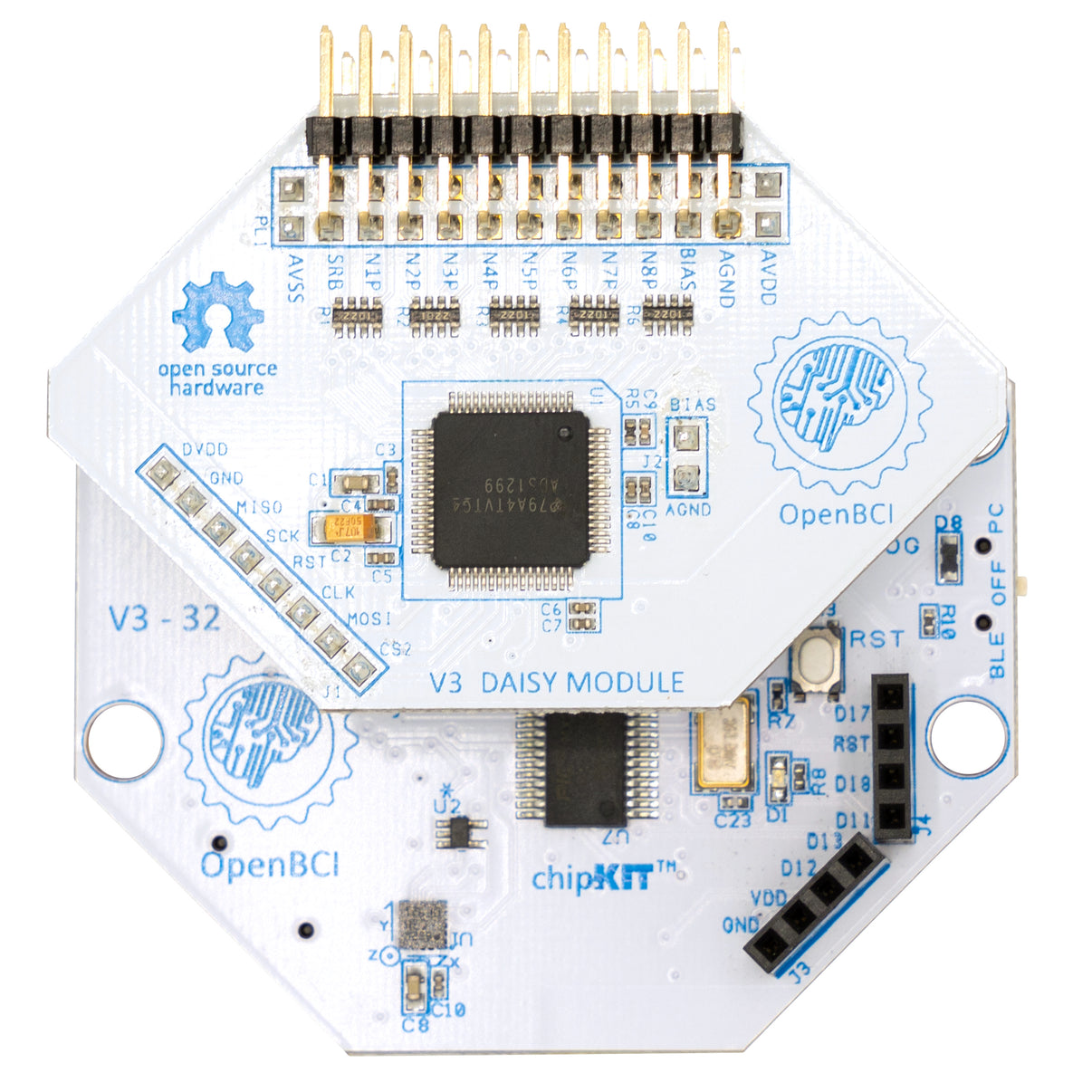 Cyton + Daisy Biosensing Boards (16-Channels) – OpenBCI Shop